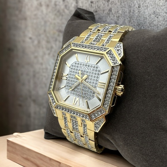 Bulova | Accessories | Bulova Crystal Mens Crystal Accent Two Tone ...